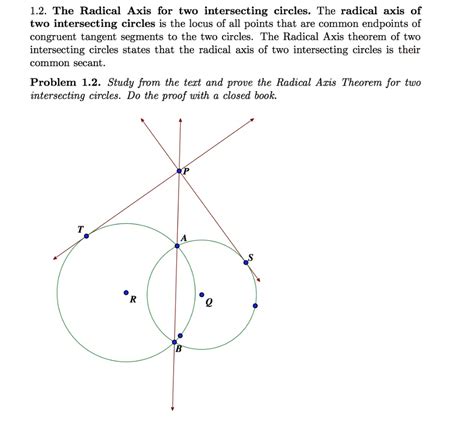 Solved 1 2 The Radical Axis For Two Intersecting Circles The Radical