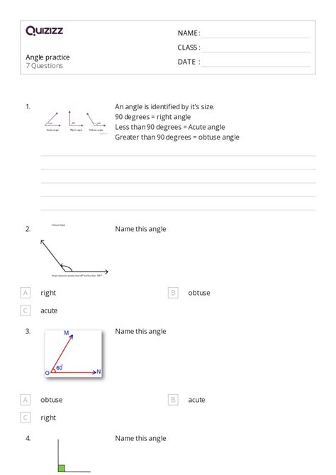 50 Classifying Angles Worksheets For 1st Class On Quizizz Free And Printable