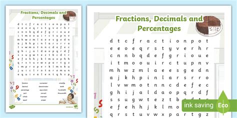 👉 Fractions Decimals Percentages Word Search Maths Ks2 Twinkl