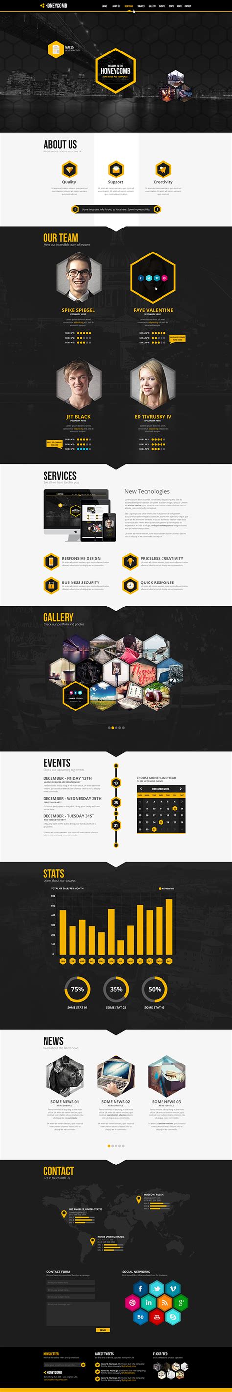 Honeycomb Html5 Responsive One Page Template On Behance