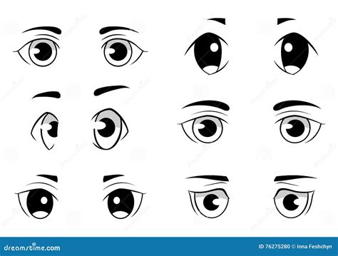 Set Of Anime Style Eyes Isolated On White Background Stock Vector