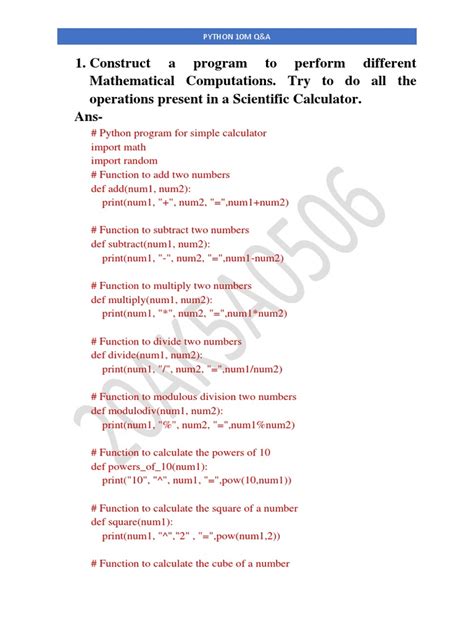 Python 10m Qanda Pdf Control Flow Parameter Computer Programming