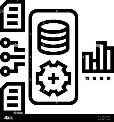 Data Processing Pipeline Ai Integration Line Icon Vector Illustration