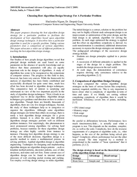 Pdf Choosing Best Algorithm Design Strategies For A Particular Problem