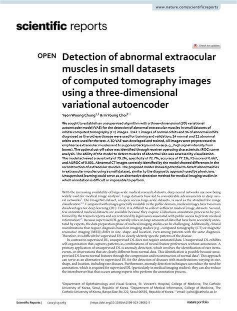 Pdf Detection Of Abnormal Extraocular Muscles In Small Datasets Of Computed Tomography Images