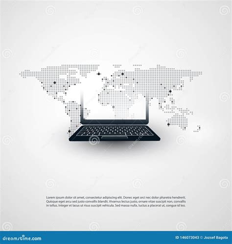 Abstract Cloud Computing And Global Network Concept Design With Laptop