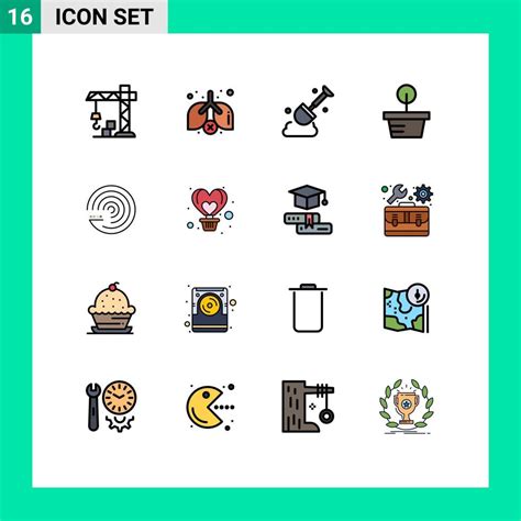 Pack Of 16 Modern Flat Color Filled Lines Signs And Symbols For Web Print Media Such As Balloon