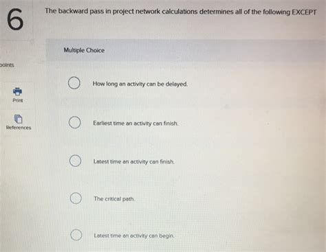 Solved The Backward Pass In Project Network Calculations