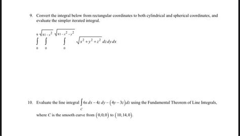 solved 9 convert the integral below from rectangular