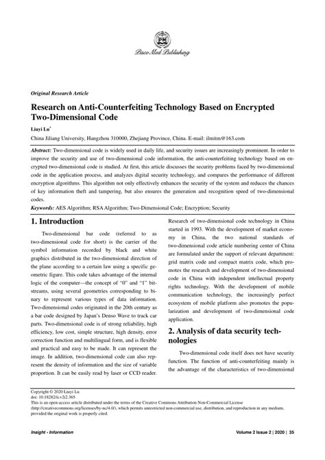 Pdf Research On Anti Counterfeiting Technology Based On Encrypted Two