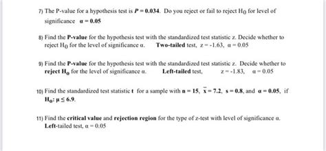 Solved The P Value For A Hypothesis Test Is P Do Chegg Com