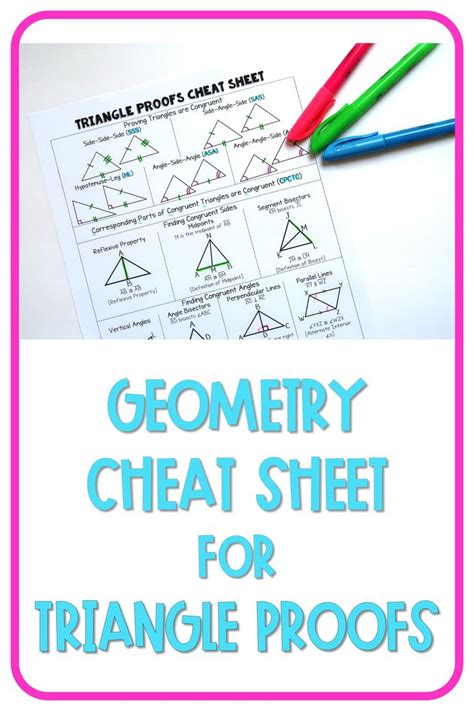 Triangle Proofs Cheat Sheet For High School Geometry Printable And