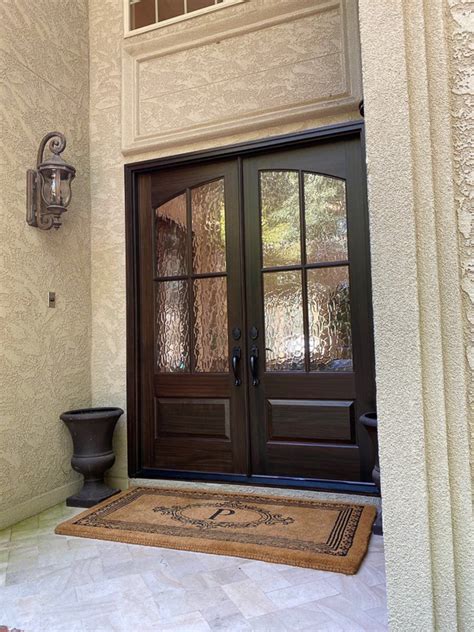 W121 128 Custom Double Front Entry Door Flemish Glass Tlg Doors And