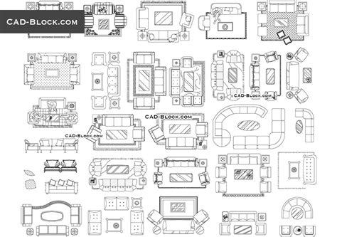 Lounge Sofa Cad Block Baci Living Room
