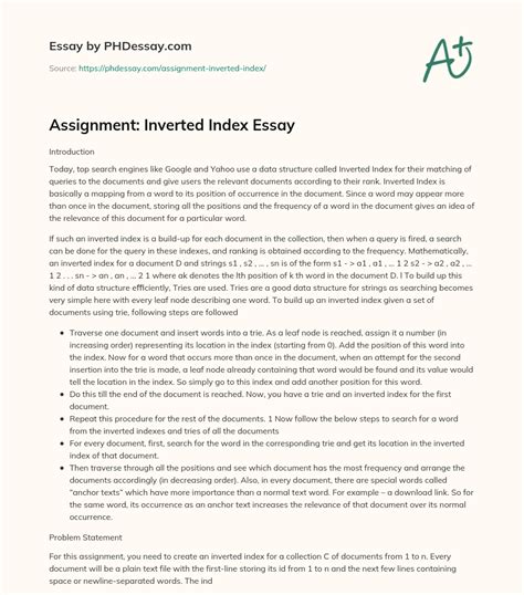 Assignment Inverted Index Essay