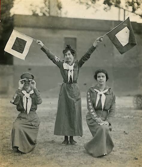 British Art Girl Scouts Practice Their Semaphore Skills Circa 1910s
