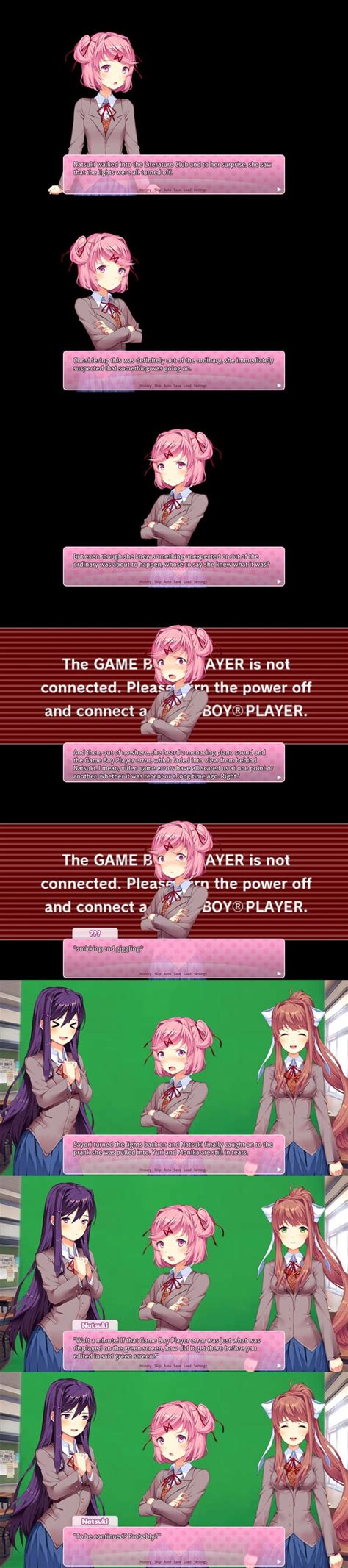 Natsuki Encounters The Game Boy Player Error Screen Rddlc