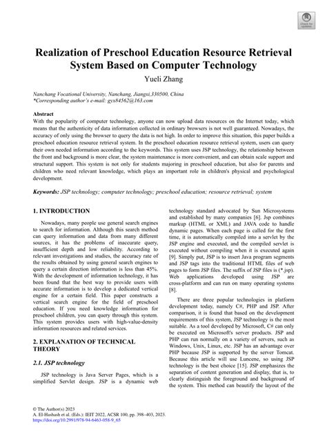 Pdf Realization Of Preschool Education Resource Retrieval System Based On Computer Technology