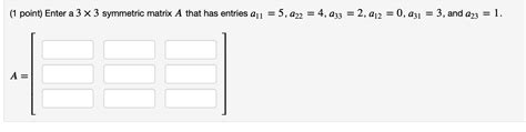 Solved Enter A 3×3 Symmetric Matrix 𝐴 That Has Entries