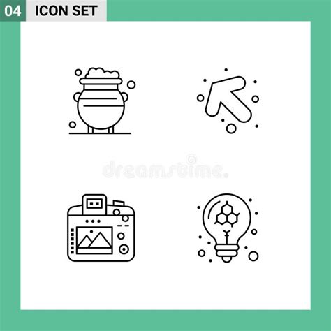 Mobile Interface Line Set Of 4 Pictograms Of Fortune Image Metal Up Hobby Stock Vector
