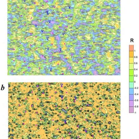 Map Fragments Of The Pair Correlation Coefficient R A Between