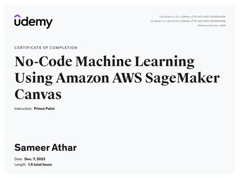 Udemy Course Completion Certificate Md Sameer Athar