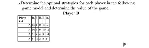 Solved Determine The Optimal Strategies For Each Player In