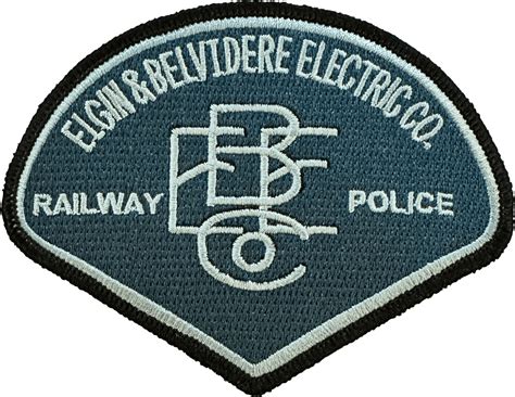 Elgin And Belvidere Electric Company Railway Police Department Shoulder Patch Standard Chicago
