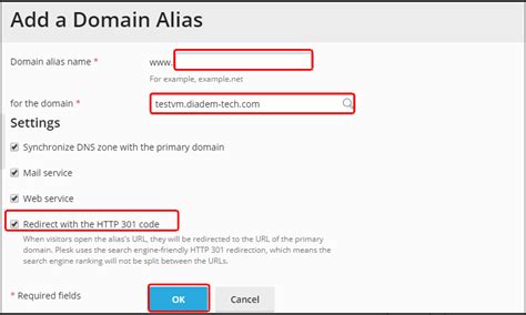 Creating Domain Alias Diadem Technologies Support Knowledgebase