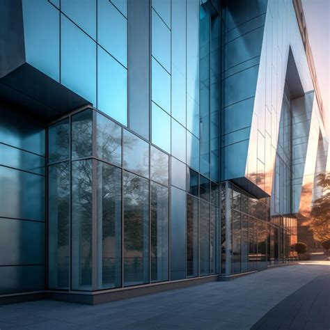 Premium Ai Image Arafed View Of A Building With A Glass Facade And A Tree In The Background
