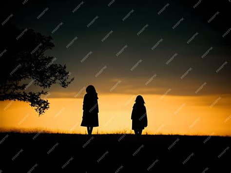 Premium Ai Image People Silhouette Scenery