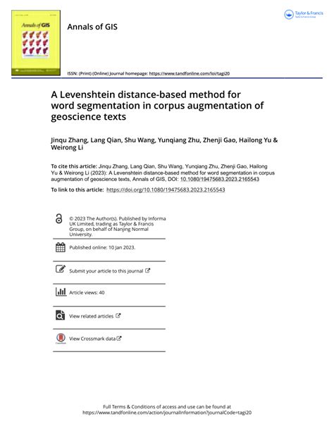 Pdf A Levenshtein Distance Based Method For Word Segmentation In Corpus Augmentation Of