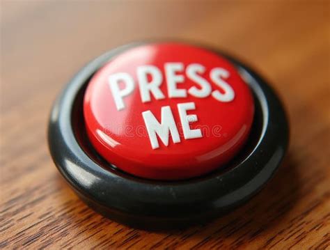 Red Button Showing Press Me Sign Is Waiting To Be Pressed Stock
