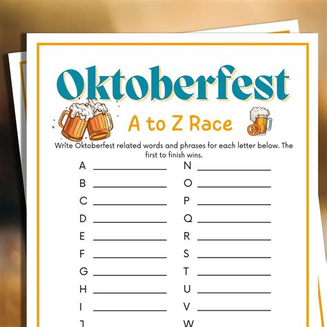Oktoberfest Games Oktoberfest A To Z Word Race Oktoberfest Party