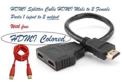 HDMI Splitter Cable HDMI Male To 2 Female Ports 1 Input To 2 Output Switch Adapter W Free