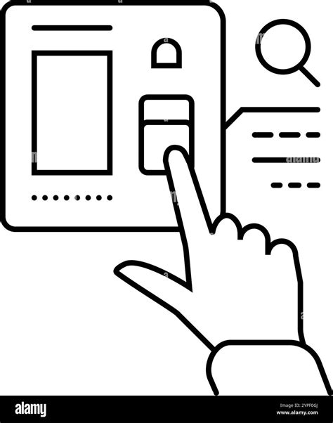 Password Biometrics Integration Line Icon Vector Illustration Stock