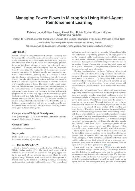 Pdf Managing Power Flows In Microgrids Using Multi Agent Reinforcement Learning