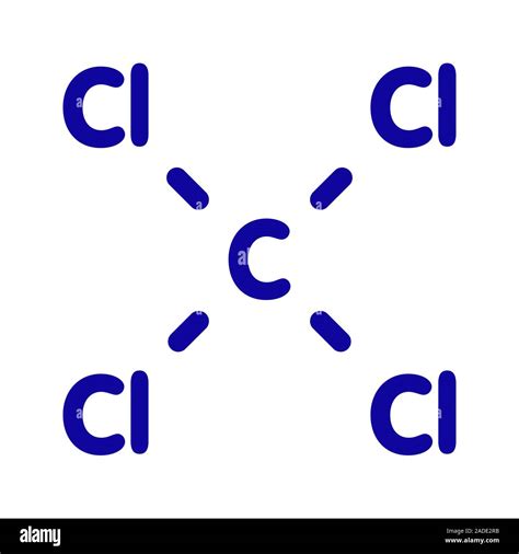 Carbon Tetrachloride Tetrachloromethane Solvent Molecule Blue Skeletal Formula On White