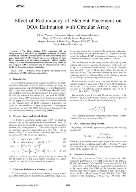 Pdf Eﬀect Of Redundancy Of Element Placement On Doa Estimation Ap S