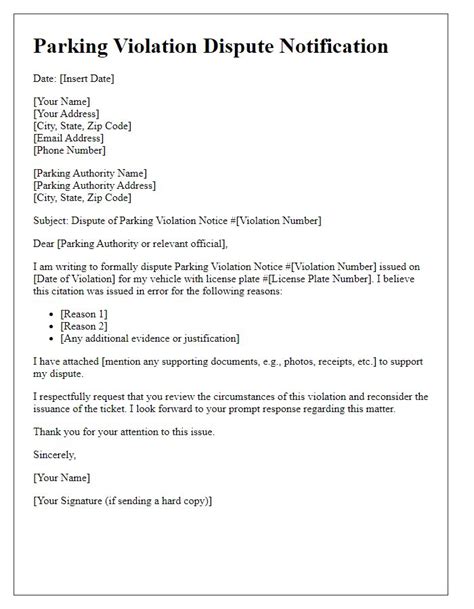 Letter Template For Parking Violation Notice Free Samples In Pdf