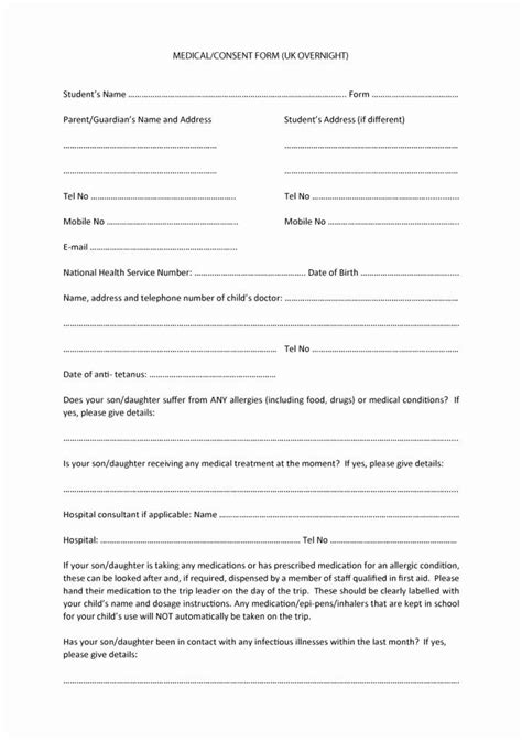 Medical Consent Form Template Free Lovely 45 Medical Consent Forms Free