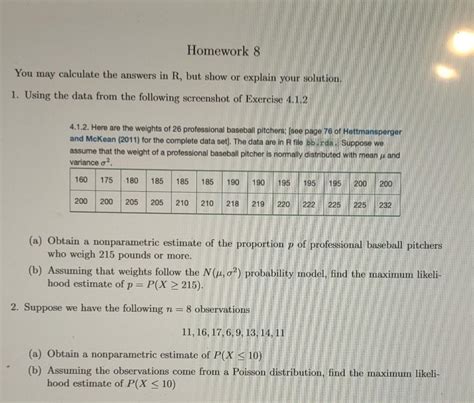 Solved Homework 8 You May Calculate The Answers In R But