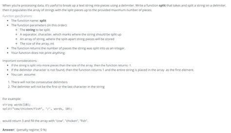 Solved Question Pt Split A String When Youre Chegg