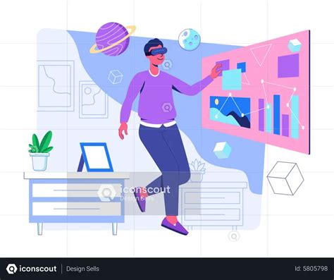 Man Doing Vr Data Analysis Illustration Free Download Business