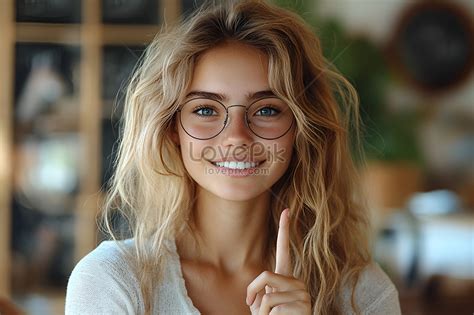 안경을 착용 한 여자 선생님