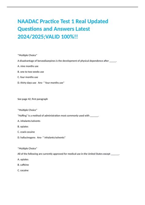 NAADAC Practice Test Real Updated Questions And Answers Latest VALID NAADAC