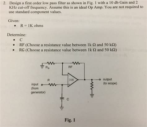 Solved Design A First Order Low Pass Filter As Shown In Fig