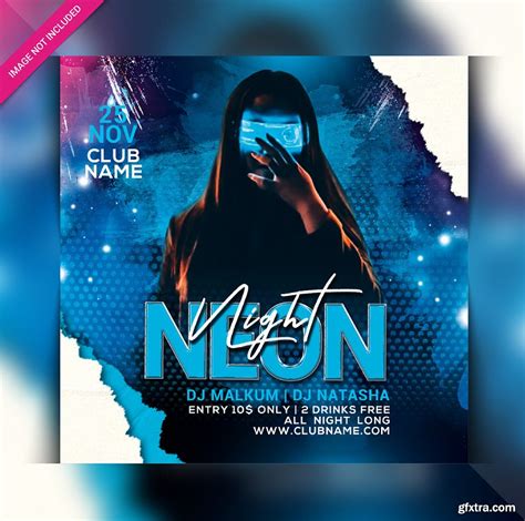 Neon Night Party Flyer Template Gfxtra