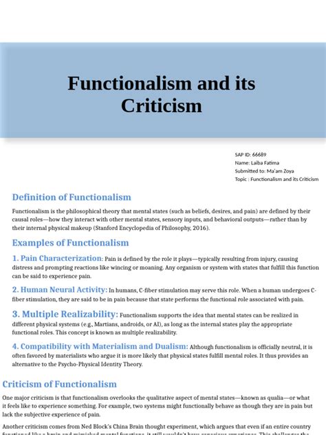 Functionalism And Its Criticism Pdf Qualia Contemporary Philosophy