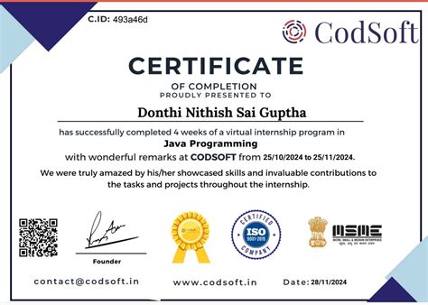 Donthi Nithish Sai Guptha On Linkedin Java Programming Internship Techskills Javadevelopment